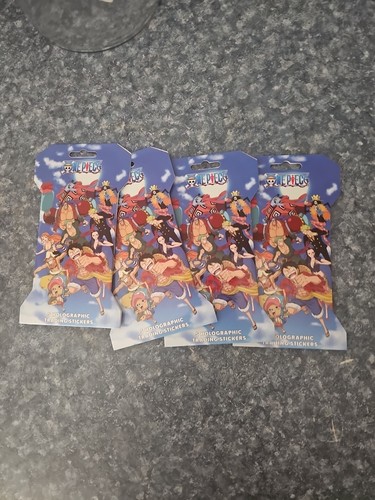 4× ONE PIECE HOLOGRAPHIC TRADING CARD STICKERS BOOSTER PACK OFFICIAL IN ...