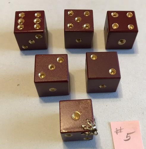 Vintage 6 Handmade Dice, Mica Brushed Pips. Color Going From Maroon To ...