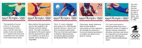STAMP US SCOTT 2641a "Summer Olympics" 29 CENT 1992 MNH STRIP OF 5 ...