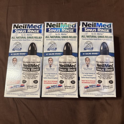 NeilMed Sinus Rinse 3 Boxes Bottles 8 OZ + Packet NEW sealed Exp 4/2029 ...