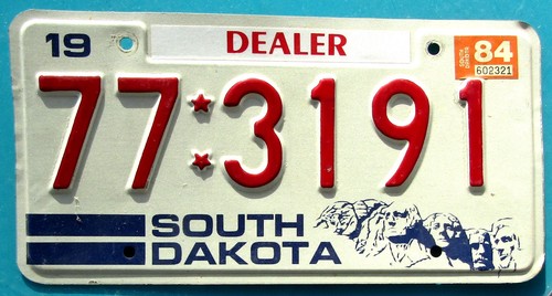 SOUTH DAKOTA Dealer License Plate 1984 - #77-3191 | eBay