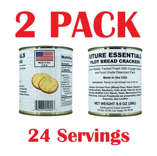 🚨2 Cans Pilot Bread Crackers - 24 Servings Survival Emergency Ration ...