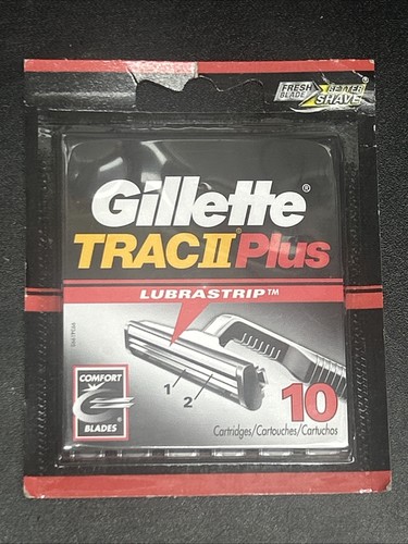 NIB Gillette Trac 2 Plus Lubrastrip, 10 Twin Blade Cartridges, Fits All ...