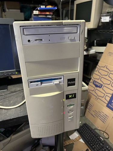 vtg beige Computer Pentium DOS Windows Turbo Button Floppy Disk CASE ...