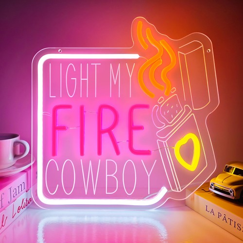 LIGHT MY FIRE COWBOY Neon Sign, Valentine's Day Neon Signs for Wall ...