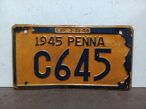 1945 Pennsylvania LOW# License Plate Tag | eBay