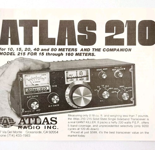 1975 Atlas Radio Inc 210 Solid State Transceiver Advertisement ...