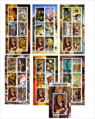 SALVADOR DALI ART PAINTINGS 7 SOUVENIR SHEETS MNH UNPERFORATED | eBay