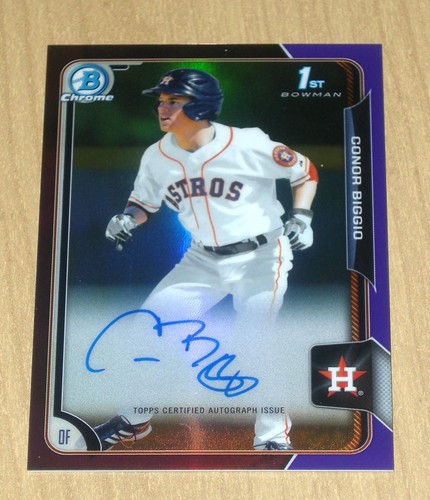 2015 Bowman Chrome (draft) autograph prospect Conor Biggio PURPLE ...