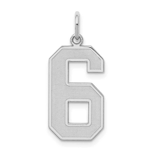 Sterling Silver Rhodium-plated Large Satin Number 6 Charm 0.5 x 1 in | eBay