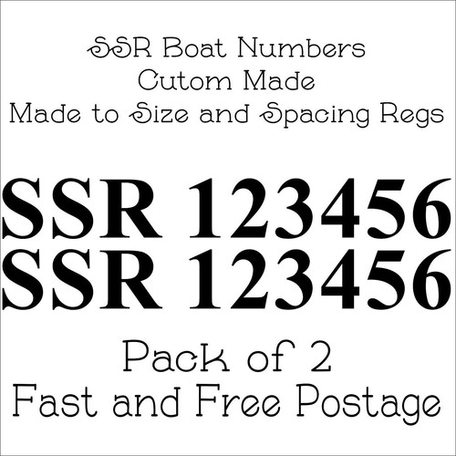 SSR Boat Numbers Small Ships Register Registration Number Sized to ...
