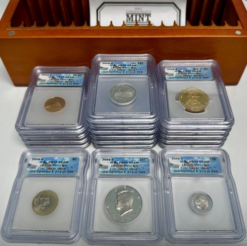 2009-S ICG PR70DCAM First Day of Issue 18 Coin Proof Set w/ Box ...