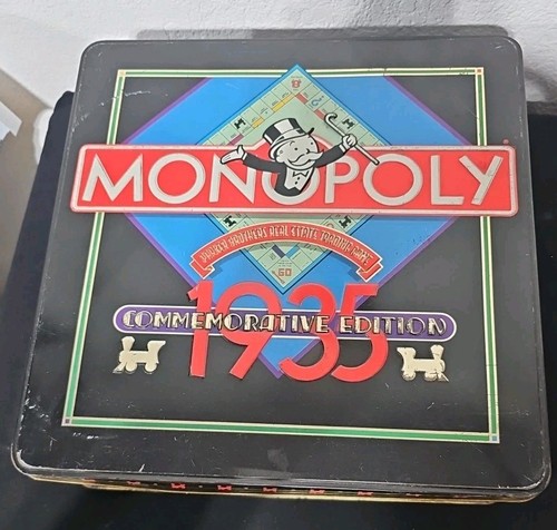 Monopoly 1935 Commemorative Edition in Tin Metal Storage Case COMPLETE ...