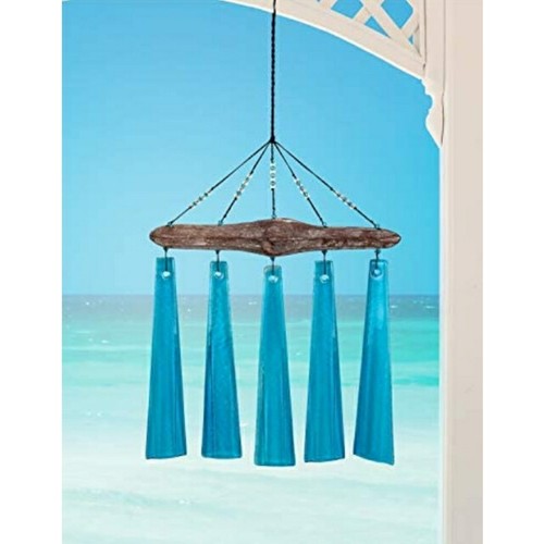 CUT GLASS SEA BREEZE TURQUOISE WIND CHIME BY SUNSET VISTA BEACH OCEAN ...