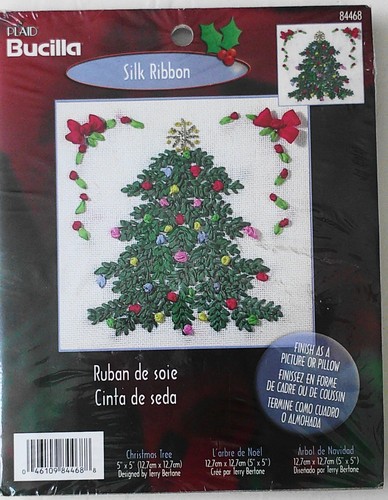 Bucilla Silk Ribbon 5"x5" Christmas Tree Kit SIP (2001) | eBay