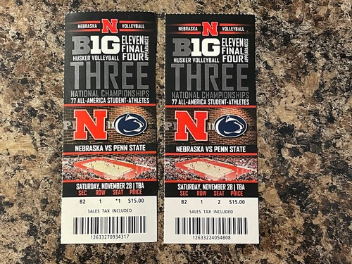 2015 Nebraska Huskers Volleyball Unused Tickets. vs Penn State ...