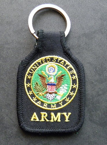 US ARMY EMBLEM LOGO EMBROIDERED KEY CHAIN KEY RING 1.75 X 2.75 INCHES ...