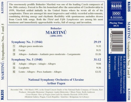 ARTHUR FAGEN / NATIONAL SYMPHONY ORCHESTRA OF UKRAINE MARTINU ...