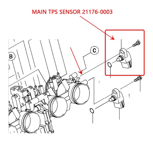 THROTTLE MAIN SENSOR 21176-0003 For Kawasaki 2003-2006 Z1000 2004-2005 ...