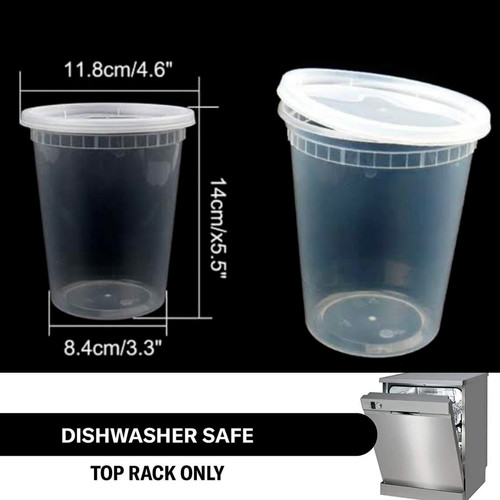 32 oz Heavy Duty Large Round Deli Food/Soup Plastic Containers w/ Lids ...