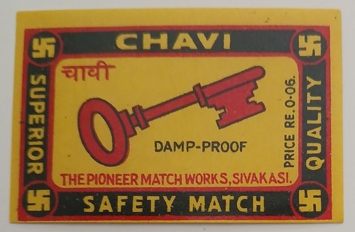 OLD MATCHBOX LABEL - CHAVI - SAFETY MATCH - MADE IN INDIA | eBay
