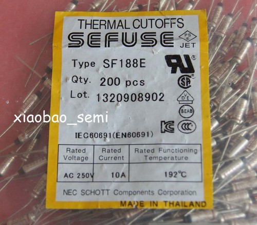 100PCS SF188E SEFUSE Cutoffs NEC Thermal Fuse 192°C 192 Degree 10A 250V ...