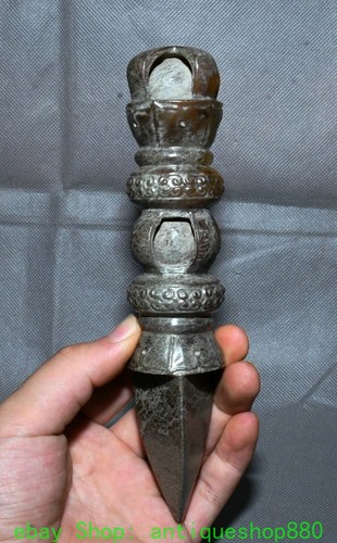 6.7''Old China Dynasty Jade Carved Fengshui Exorcism Phurba Dagger ...