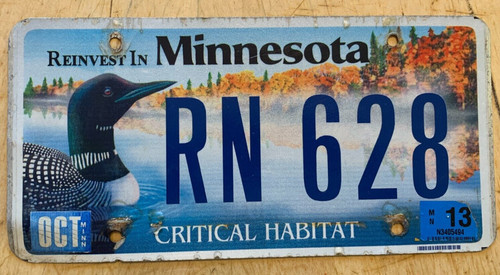 MINNESOTA CRITICAL HABITAT LOON DUCK BIRD GRAPHIC LICENSE PLATE " RN ...