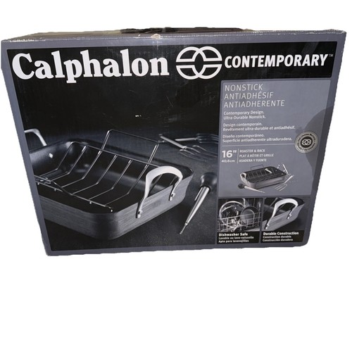 Calphalon Classic Hard-Anodized 16x13”Roasting Pan with Charcoal Gray ...