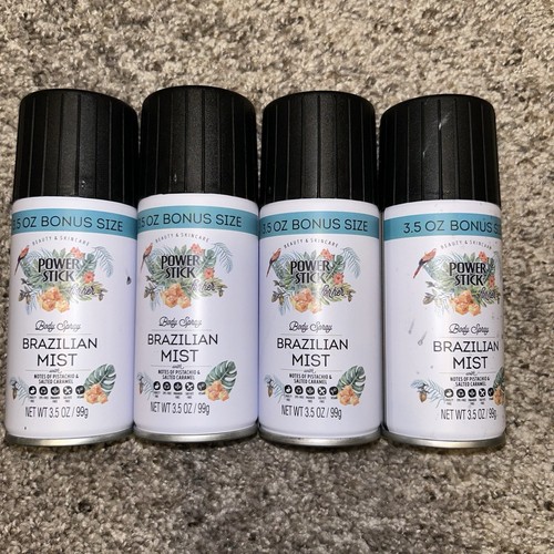 4 PACK Lot Power Stick Brazilian Mist Pistachio & Caramel Body Spray 3. ...