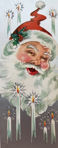 50s Santa Silver Foil Glitter Candles Vtg XMAS Card USED | eBay