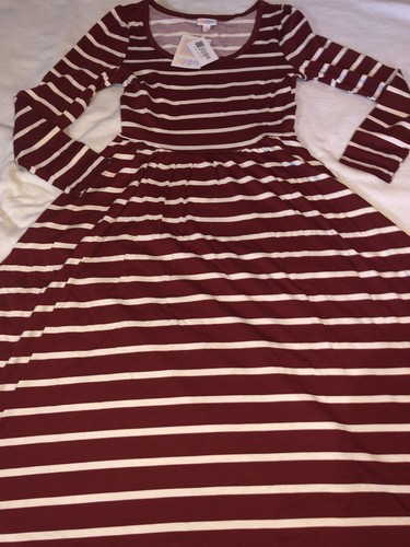 LuLaRoe Ryane Long Sleeve Empire Waist Dress Red White Striped Large 14 ...