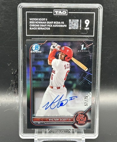 2022 Bowman Draft VICTOR SCOTT 1st Bowman BLACK Autograph /75 TAG 9 ...