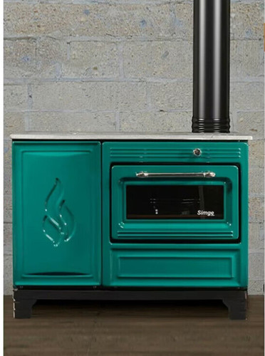 Luxury Teal Cast Iron Wood Stove Cooker Oven Heater Range Kitchen Home ...