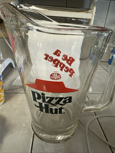 Vintage Pizza Hut Dr. Pepper "Be A Pepper" Glass Pitcher Soda Beer ...