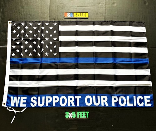 We Support Our Police Flag FREE FIRST CLASS SHIP Trump Blue Bar 2020 ...