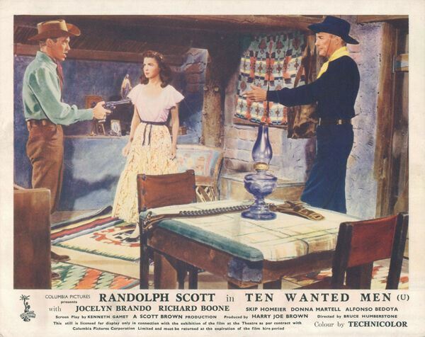 TEN WANTED MEN original 1954 lobby card movie poster RANDOLPH SCOTT/LEO ...