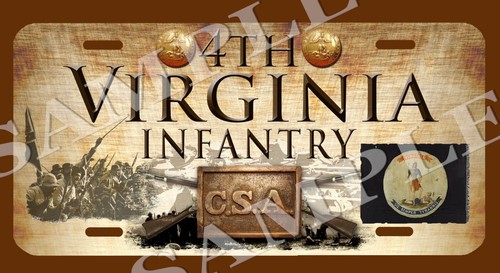4th Virginia Infantry American Civil War Themed vehicle license plate ...