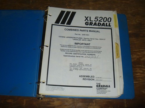 Gradall XL5200 Crawler Excavator Parts Catalog Manual S/N 0527131 | eBay