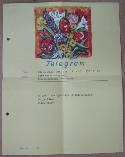 Sweden pictorial greeting telegram 1950 | eBay