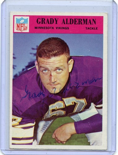 1966 PHILADELPHIA #106 GRADY ALDERMAN AUTOGRAPH, MINNESOTA VIKINGS ...