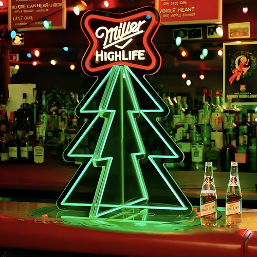 Miller Lite High Life Neon Christmas Tree “Merry High Light” 2.5 ft ...