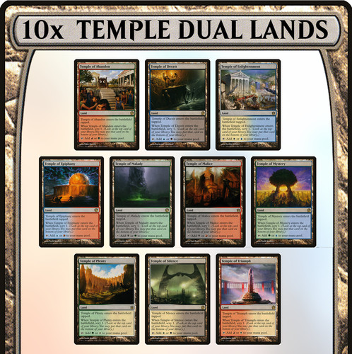 10x TEMPLES Scry Land Full Set of Dual 2-Color Commander EDH MTG Magic ...