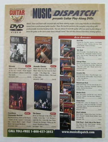2009 MUSIC DISPATCH Hal Leonard Guitar Play Along DVDS Full Page ...