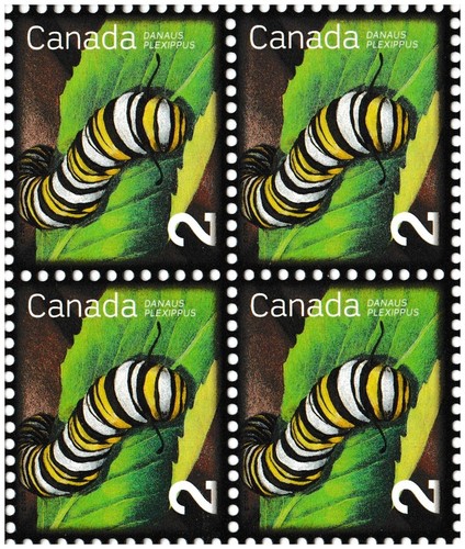 Canada 2328 Beneficial Insects Monarch Caterpillar 2c block 4 MNH 2009 ...