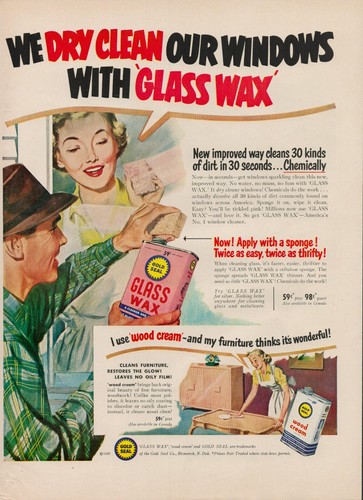 1951 Home Glass Window Cleaner Vintage Print Ad 50s Gold Seal Wax Cream ...