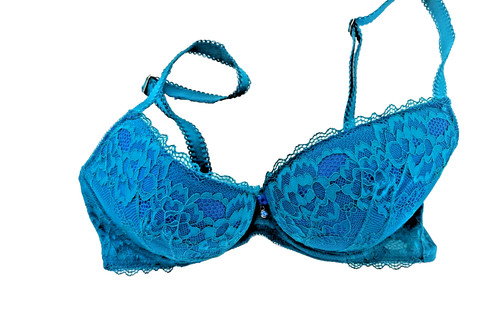 Ann Summers Turquoise Mix Underwired Padded Plunge Lace Cup Bra UK 32C