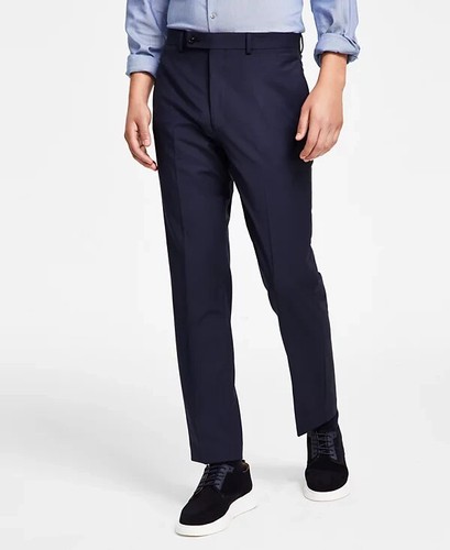 Calvin Klein Men's Slim-Fit Wool Infinite Stretch Suit Pants,Navy , 28W ...