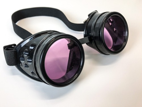 Purple Lens Black Goggles Steampunk Punk Goth Burning man Sun glass 3 ...