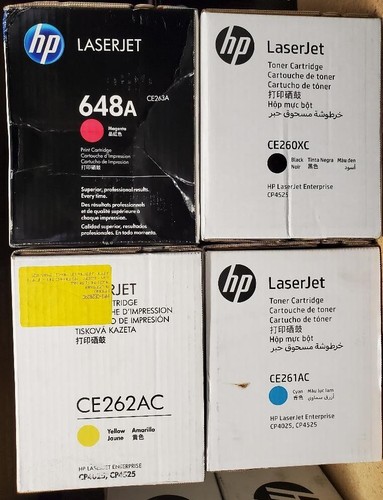 Set 4 Genuine Sealed HP CE260XC CE261AC CE262AC CE263A 649X 648A White ...